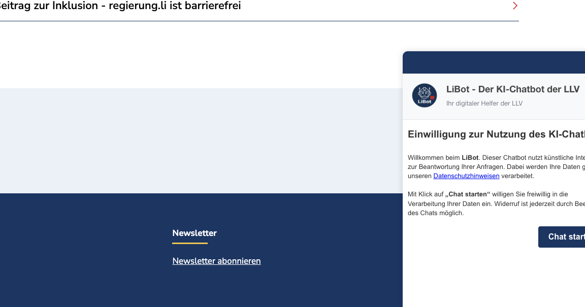 Chatbot unterstützt die Webseite der Landesverwaltung - Vaterland online